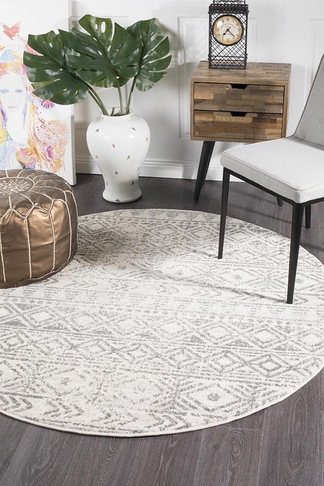Oasis Cream Grey Rustic Round Rug - Buy Rugs Online | Melbourne ...